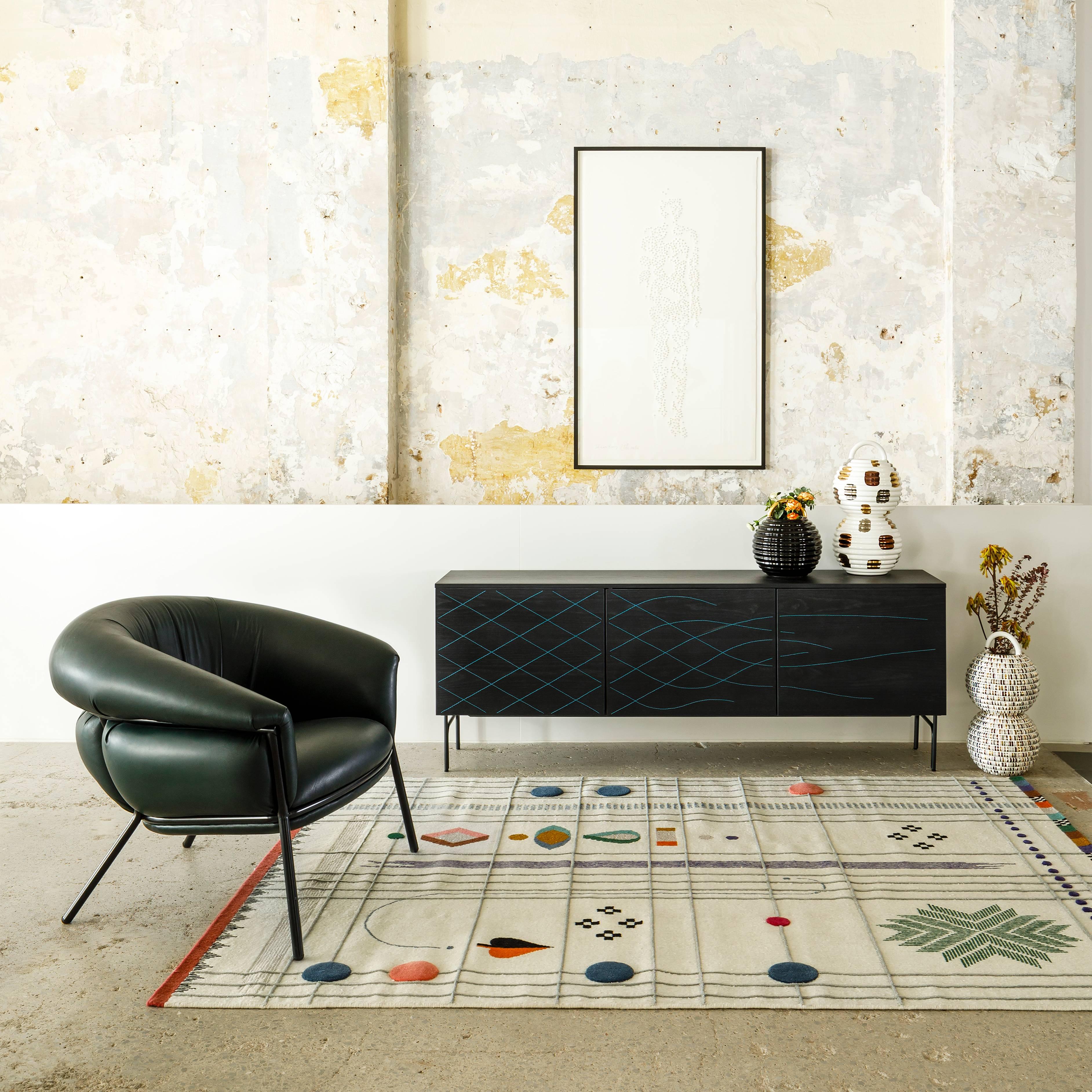 Stephen Burks Contemporary Fabric Upholstered and Iron 'Grasso ...