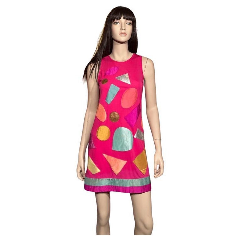 Stephen Burrows Bright Fuchsia A-line Abstract Mini Sample Dress For ...