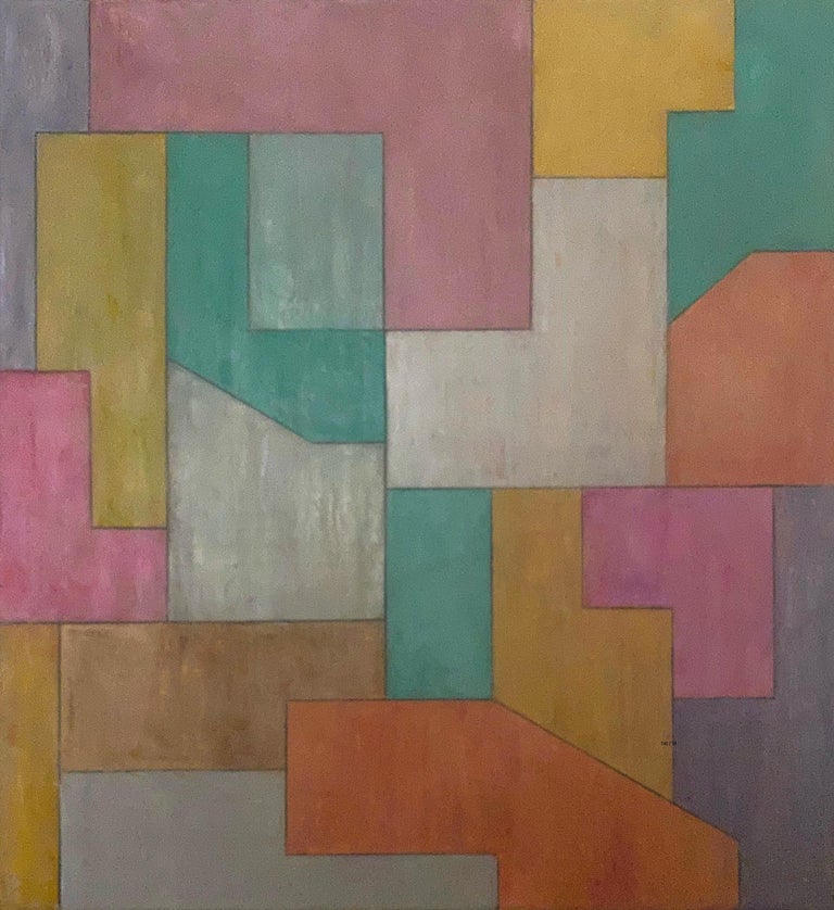 Stephen Cimini - 24x22x2 in. - Oil painting - Geometric Architectural ...
