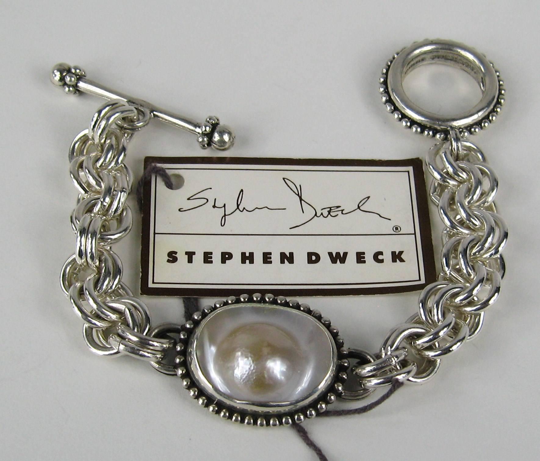 Stephen DWECK Bracelet Rose Mabe Pearl Sterling Silver 1990s at 1stDibs