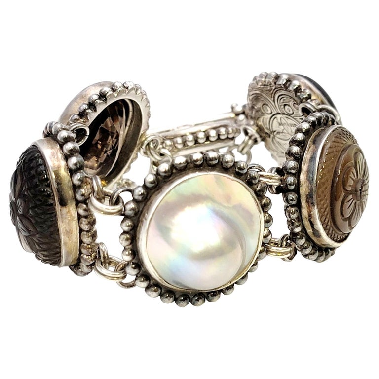 Stephen Dweck Sterling Silver, Pearl, Brown and Gray Gemstone Chunky ...