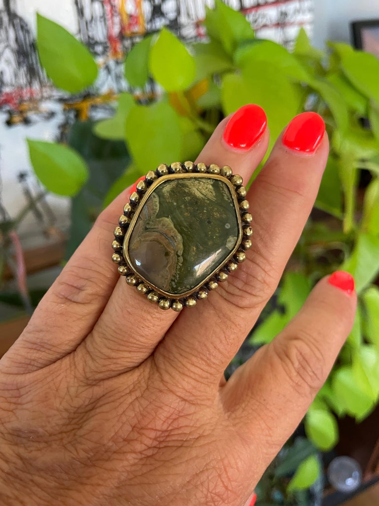 Stephen Dweck Stone Sterling Silver Ring 1992 For Sale at 1stDibs