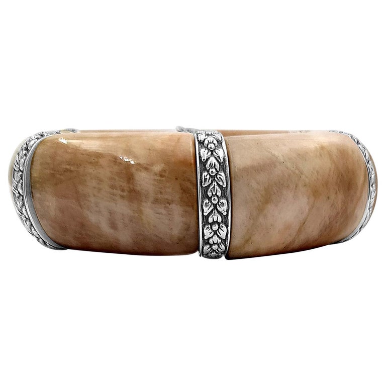 Stephen Dweck Sunstone Stretch Bracelet with Sterling Silver Stations ...