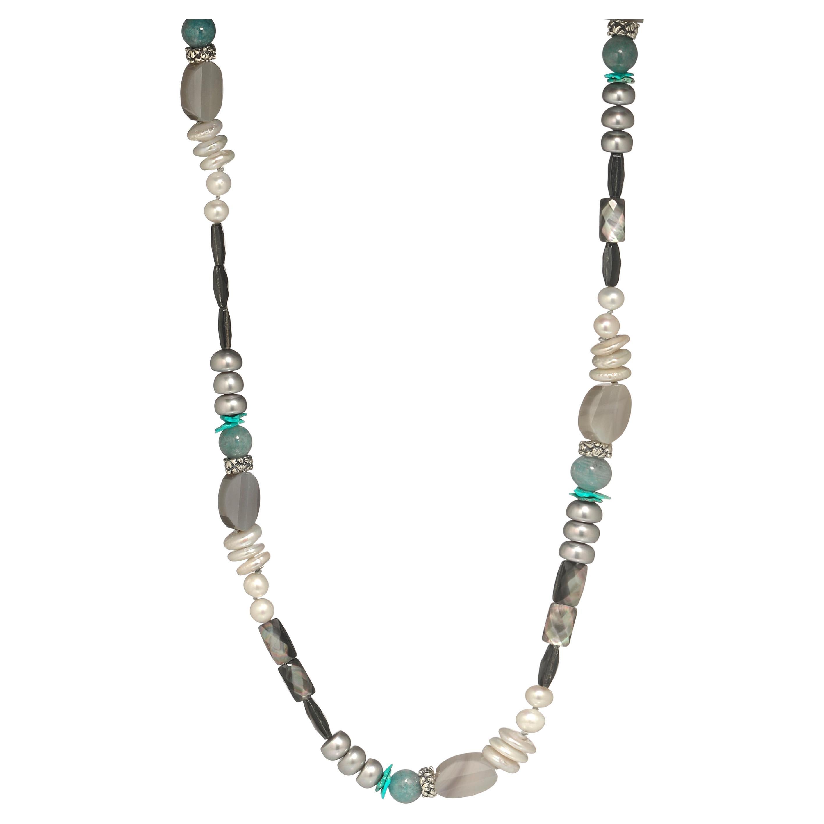 Stephen Dweck Terraquatic Sterling Silver and Pearl Necklace For Sale ...