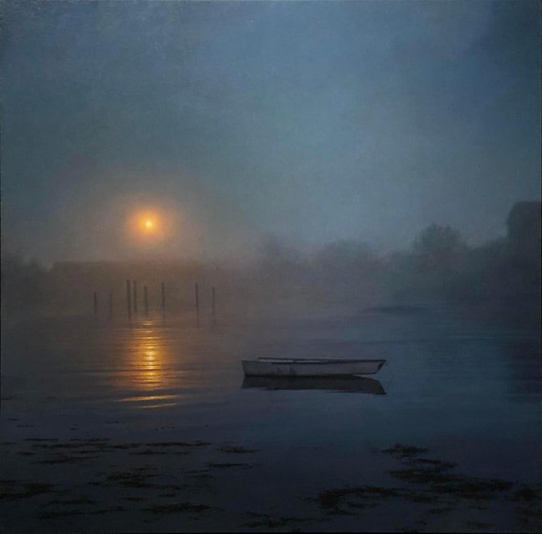 Stephen Fox - Photorealist water scene with blue, "Early Morning Blues ...