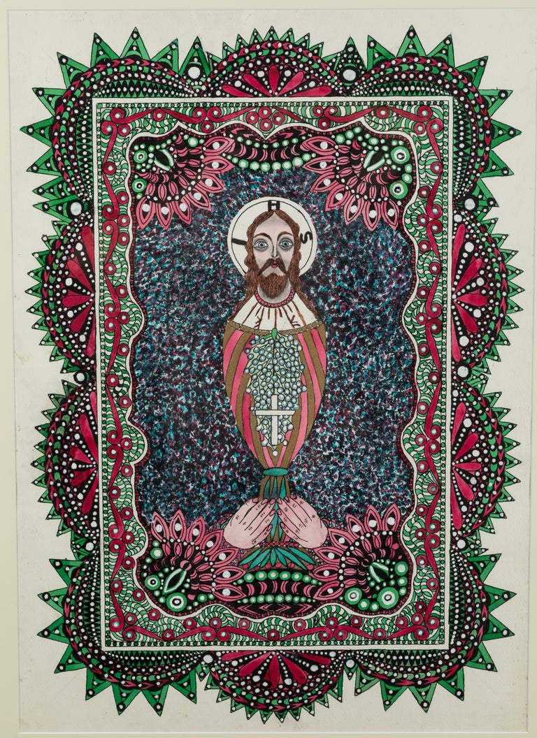 Stephen JM Palmer Jesus with Hands Outsider Art Painting at 1stDibs
