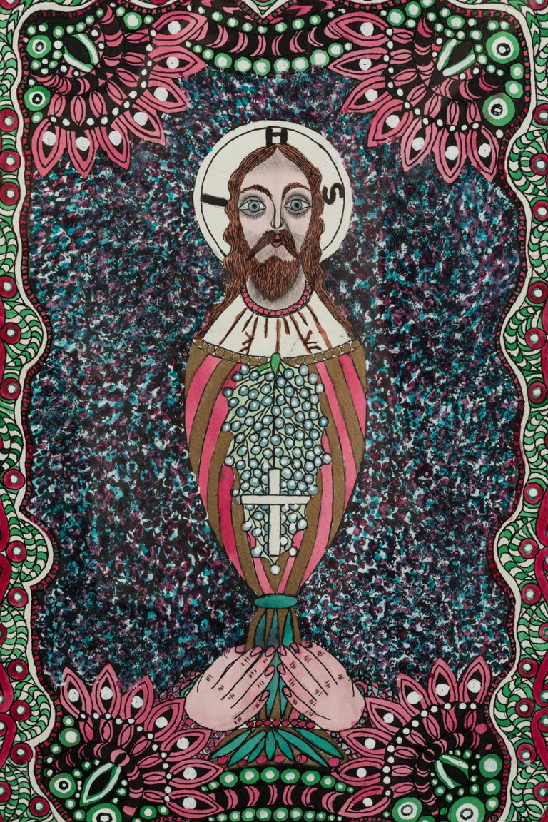 Stephen JM Palmer Jesus with Hands Outsider Art Painting at 1stDibs