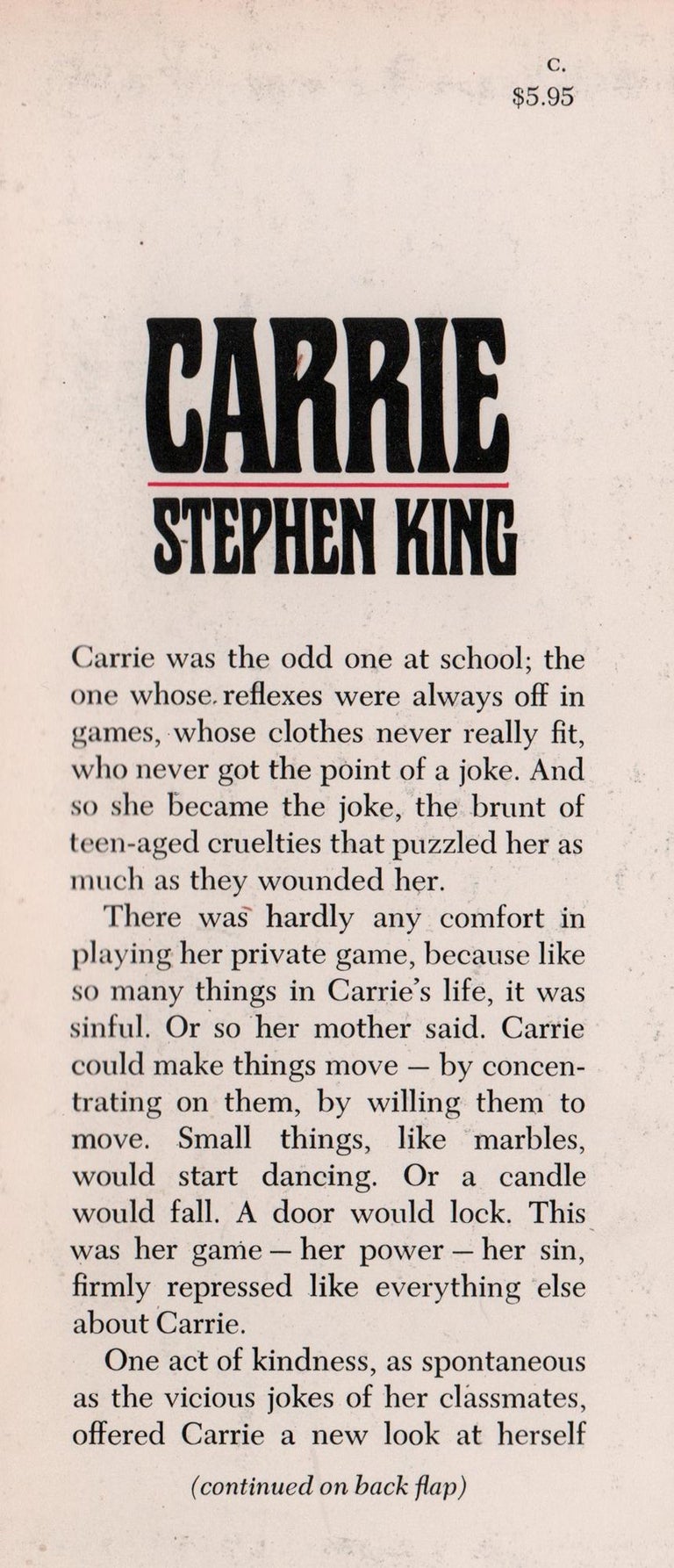 Stephen King's Carrie, First Edition 1974 For Sale at 1stdibs