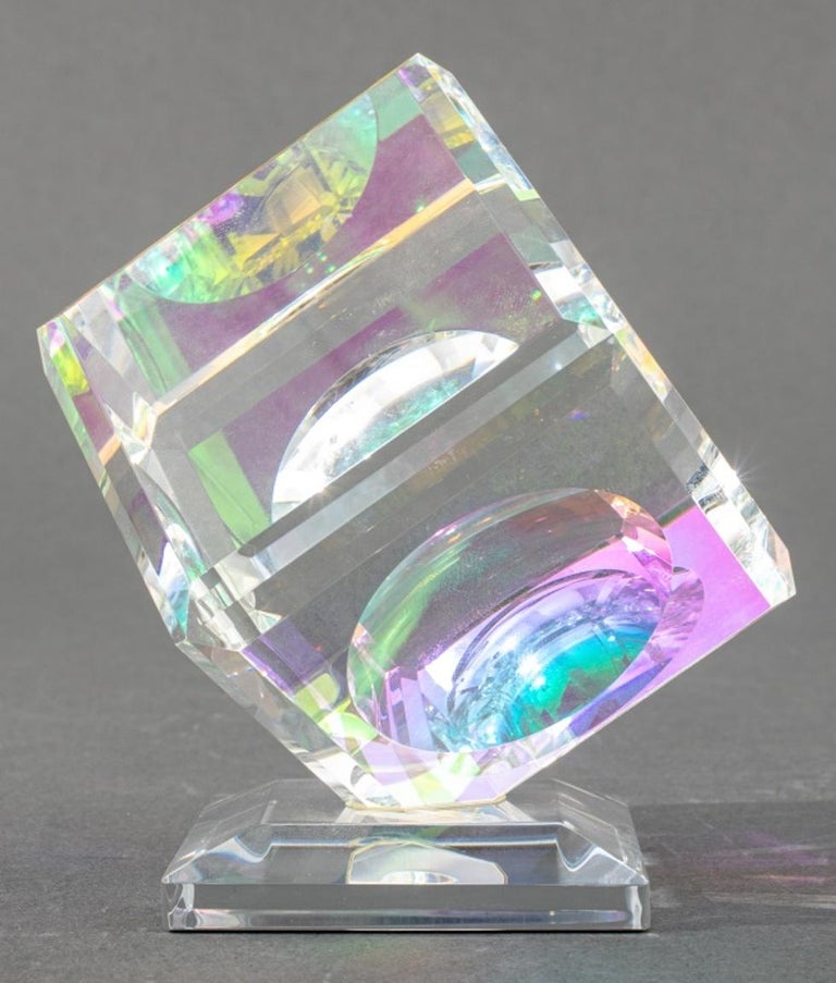 Stephen Lyons "Millennium Cube" Glass Paperweight For Sale at 1stDibs