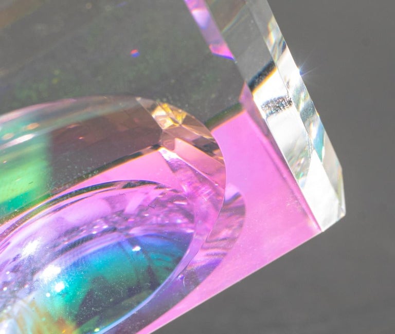 Stephen Lyons "Millennium Cube" Glass Paperweight For Sale at 1stDibs