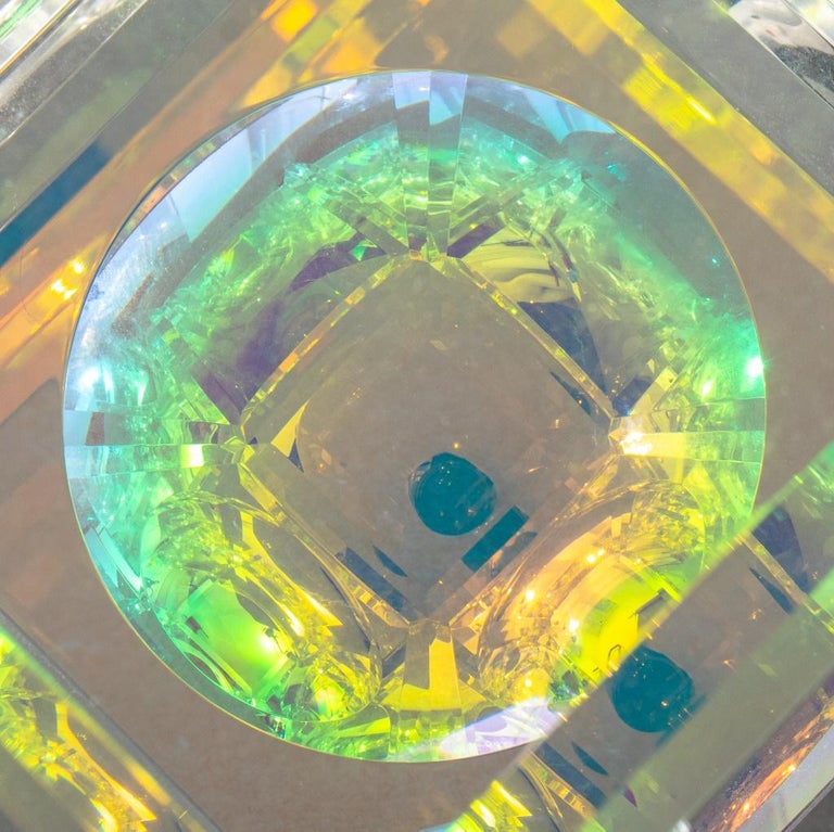 Stephen Lyons "Millennium Cube" Glass Paperweight For Sale at 1stDibs