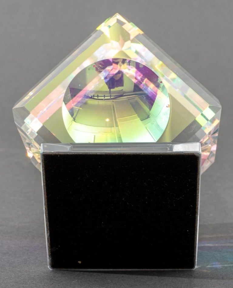 Stephen Lyons "Millennium Cube" Glass Paperweight For Sale at 1stDibs