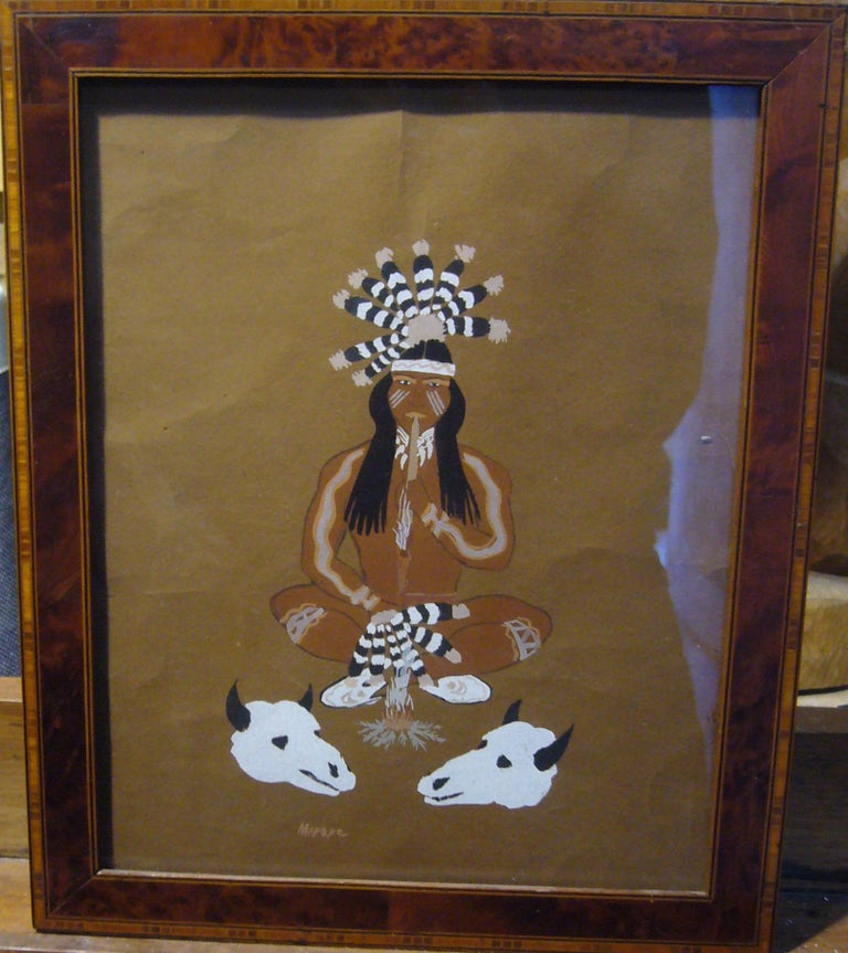 Stephen Mopope - Indian Chief, 30's - gouache, 29x23 cm., framed For ...