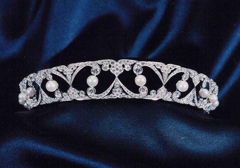 Stephen Russell Edwardian Design Diamond And Pearl Platinum Tiara For ...