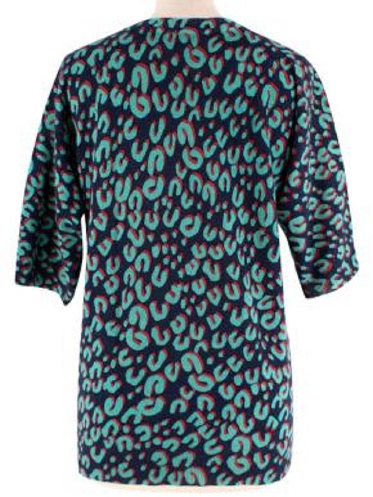 Stephen Sprouse Leopard Print Blue Cashmere Jumper For Sale at 1stDibs