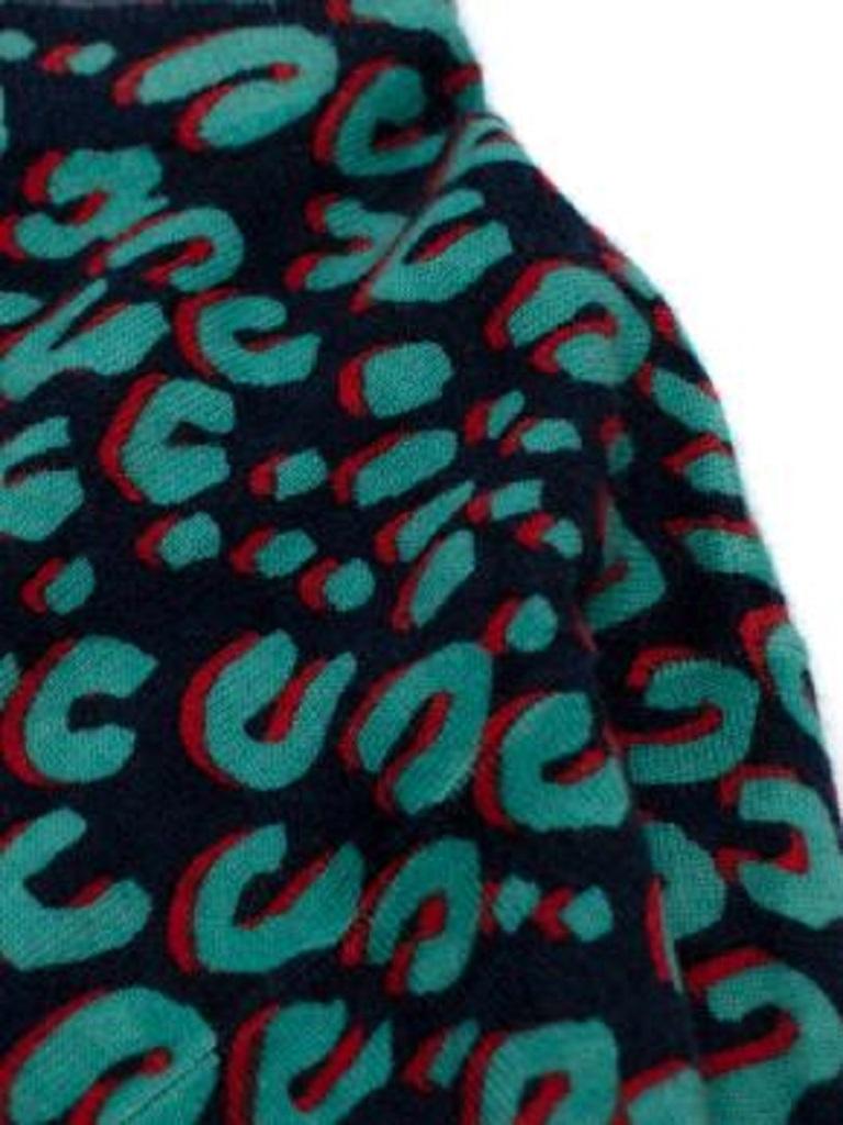 Stephen Sprouse Leopard Print Blue Cashmere Jumper For Sale at 1stDibs