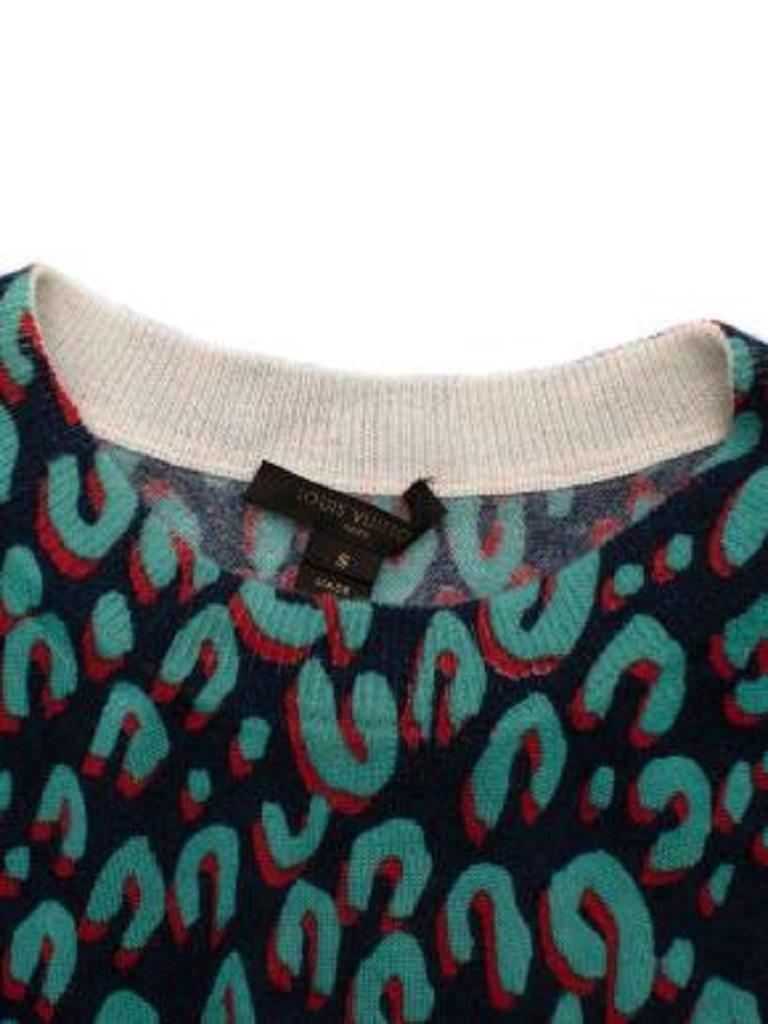 Stephen Sprouse Leopard Print Blue Cashmere Jumper For Sale at 1stDibs