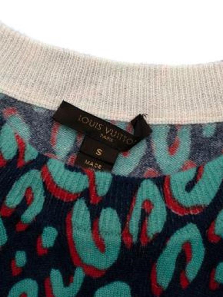 Stephen Sprouse Leopard Print Blue Cashmere Jumper For Sale at 1stDibs