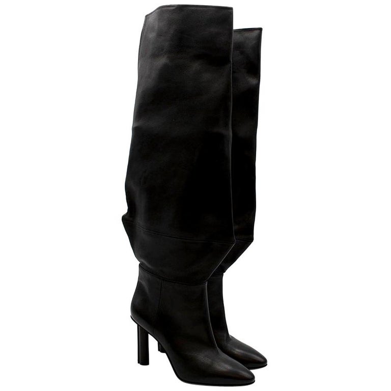 Stephen Venezia Black Leather Stiletto Knee Boots - Size EU 41 For Sale ...
