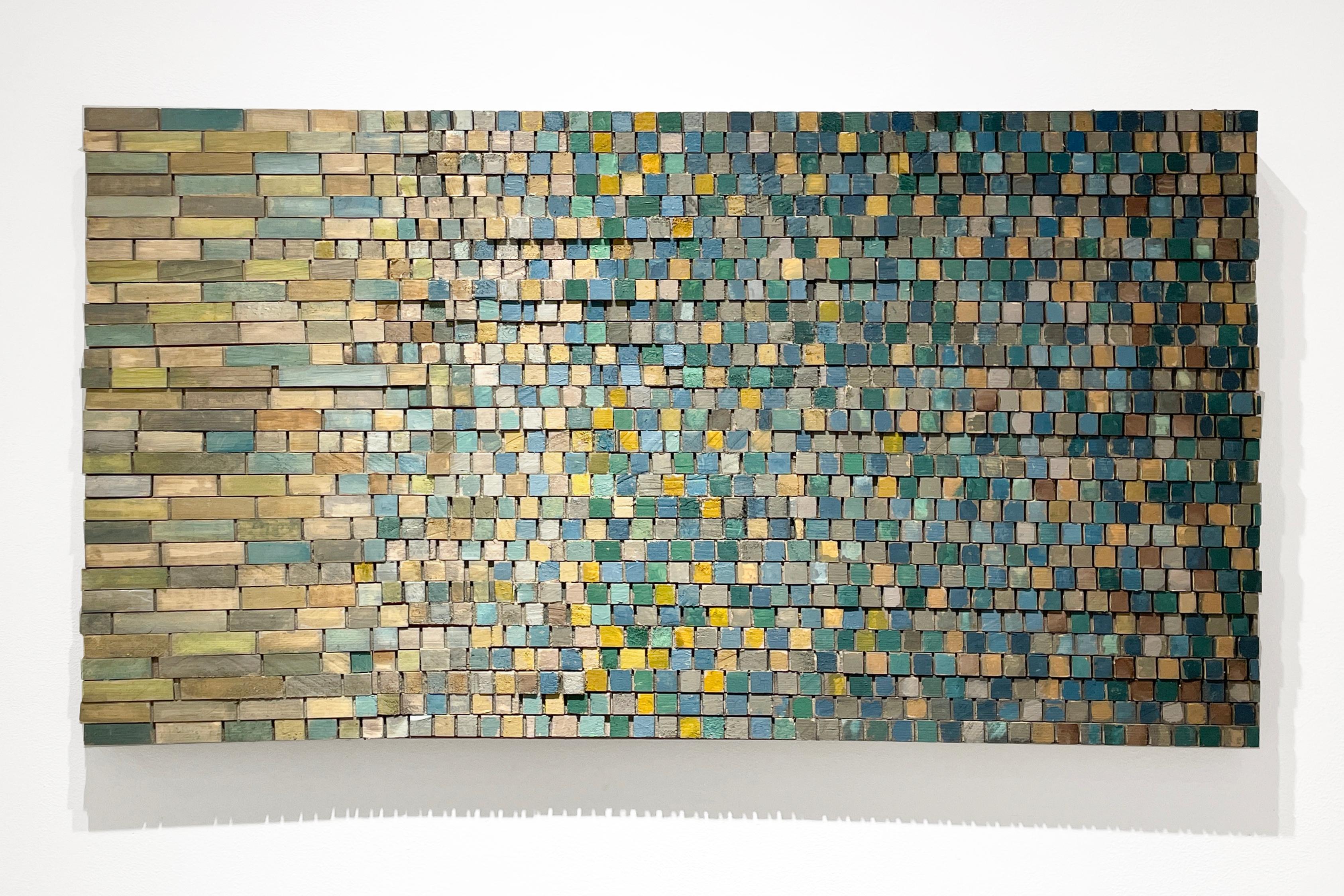 Stephen Walling - Evolving: Abstract Geometric Wall Sculpture in Blue ...