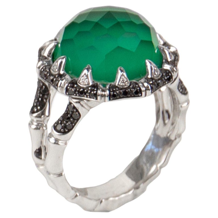 Stephen Webster 18k White Gold Diamond and Green Agate Ring For Sale at ...