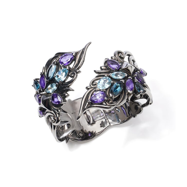 Stephen Webster 925 Sterling Silver Cuff Bangle Set with Topazes For ...