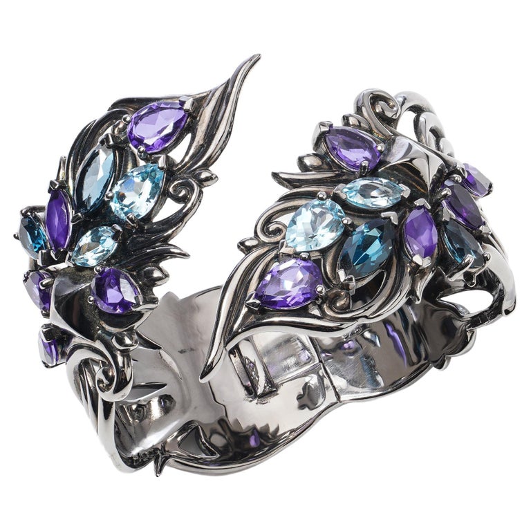 Stephen Webster 925 Sterling Silver Cuff Bangle Set with Topazes For ...