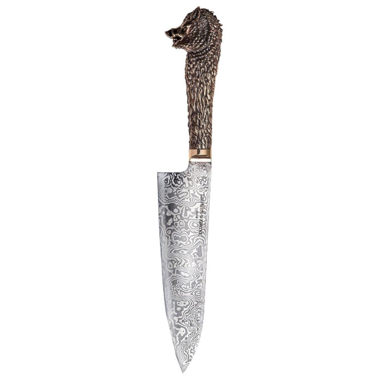 Stephen Webster Beasts Chef Boar Knife with Damascus Steel Blade For ...