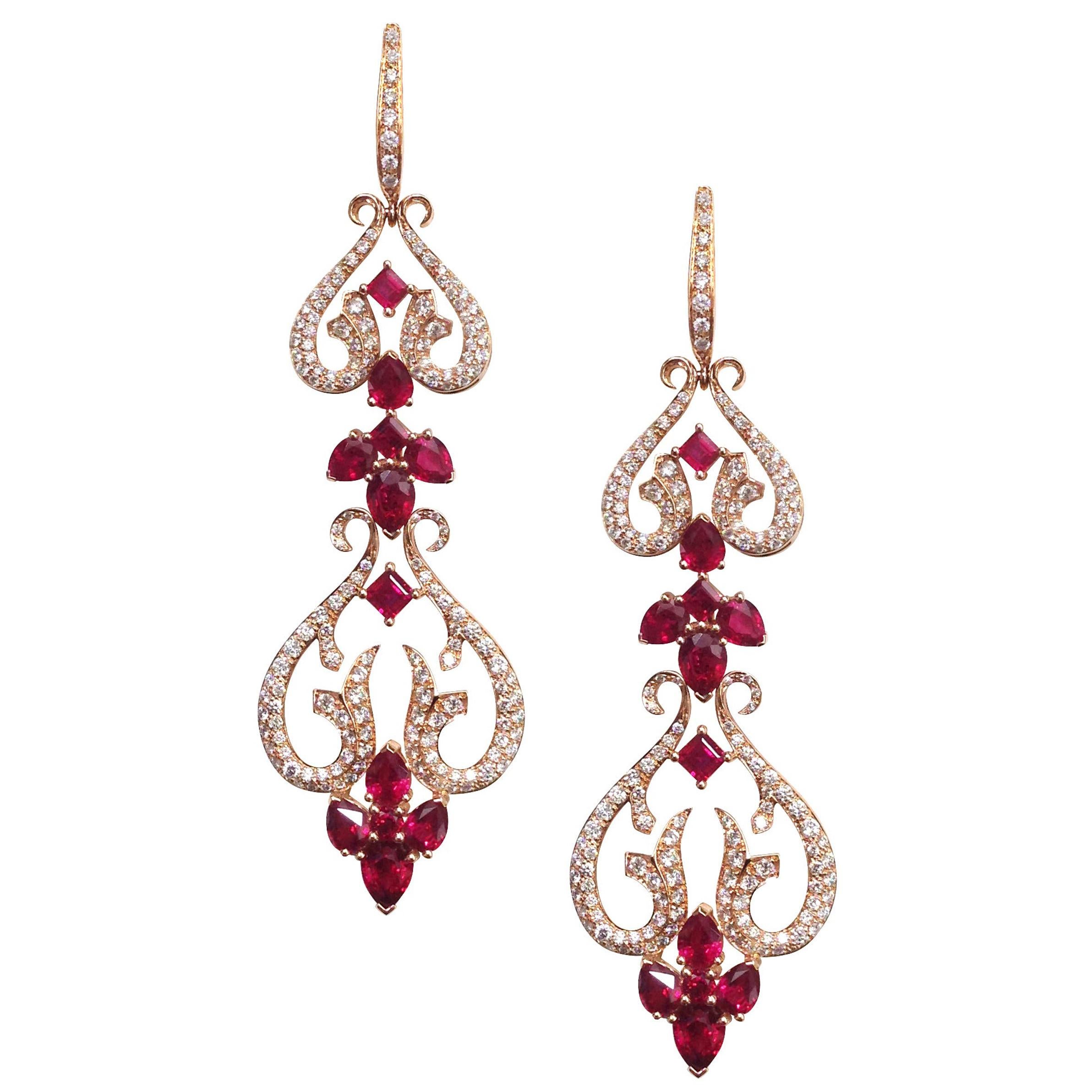 Stephen Webster Belle Époque Ruby Chandelier Convertible Rose Gold Long ...