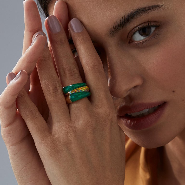 Customizable Stephen Webster CH₂ Fire Opalescent Crystal Haze Slimline Shard Stack Ring For Sale ...