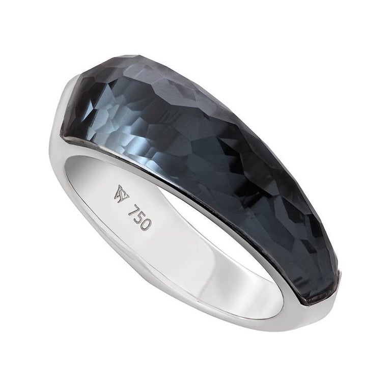 Customizable Stephen Webster CH₂ Hematite Crystal Haze and White Gold Shard Stack Ring For Sale ...