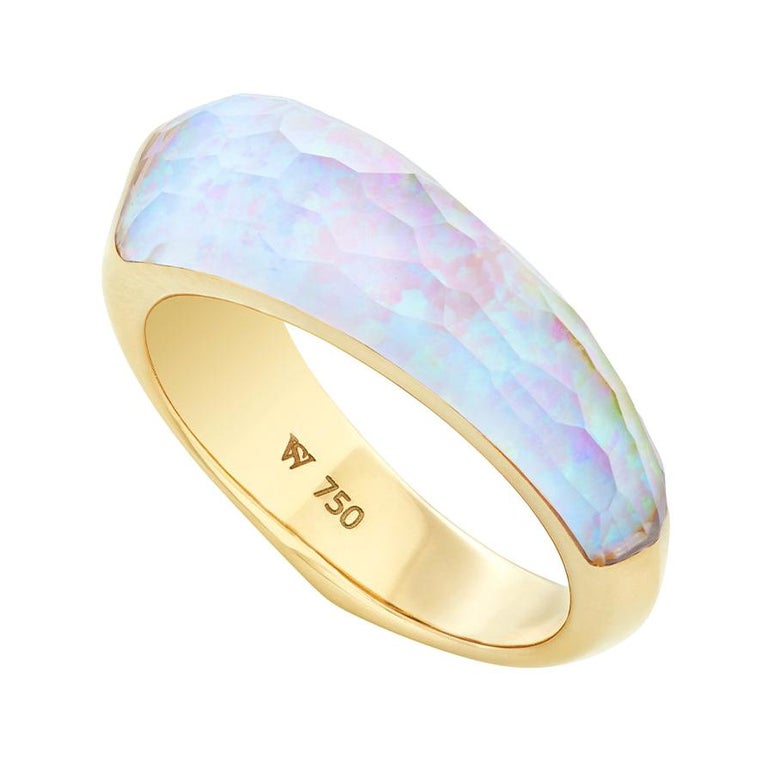 Customizable Stephen Webster CH₂ White Opalescent Crystal Haze and Gold Shard Stack Ring For ...