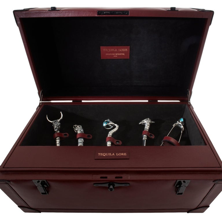 Stephen Webster Full Tequila Bar Set with Case, Engraved Rattlesnake ...