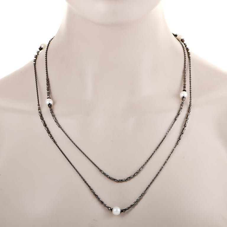 Stephen Webster Jewels Verne Womens Blackend Silver and Pearl Sautoir ...