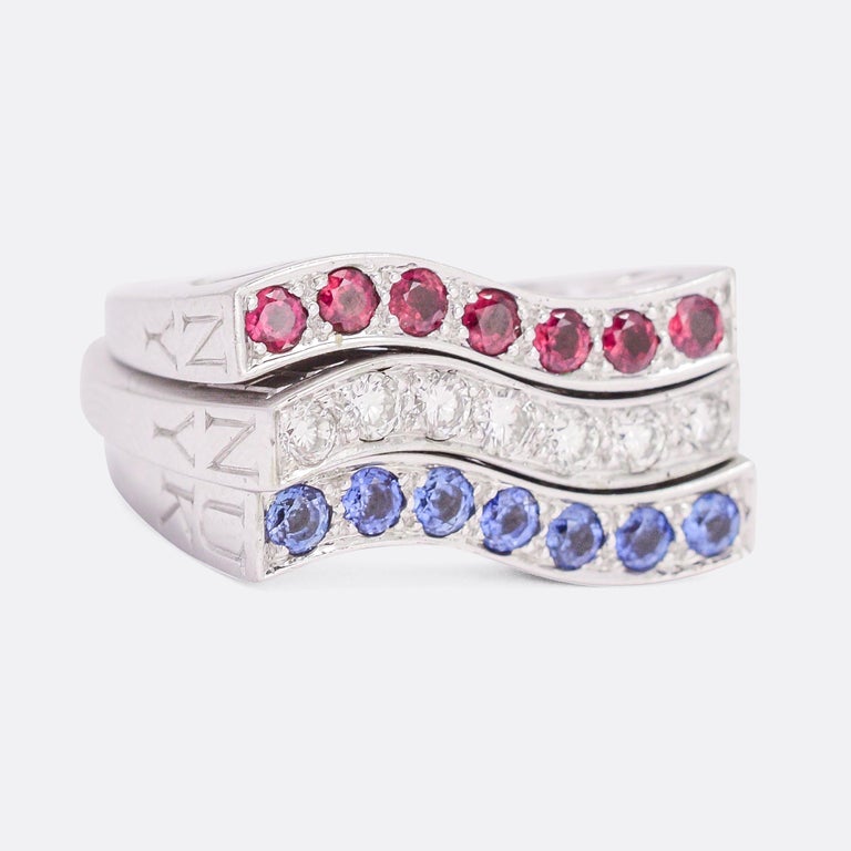 Stephen Webster NY UK Red White Blue Stacking Rings at 1stDibs