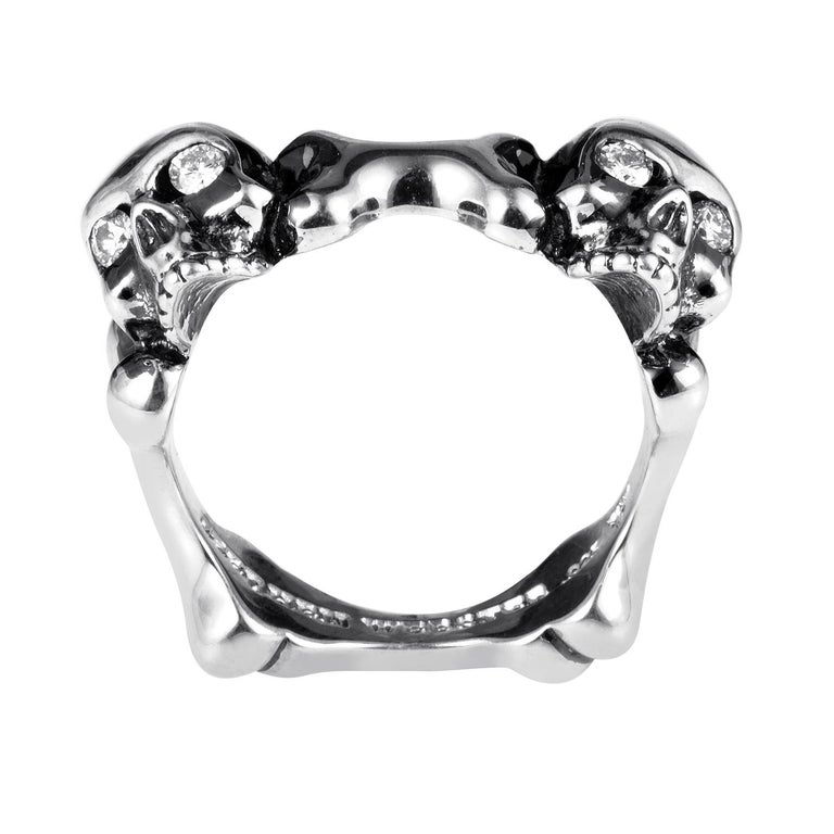 Stephen Webster Skull and Bones Sterling Silver Diamond Ring 3005570 at ...