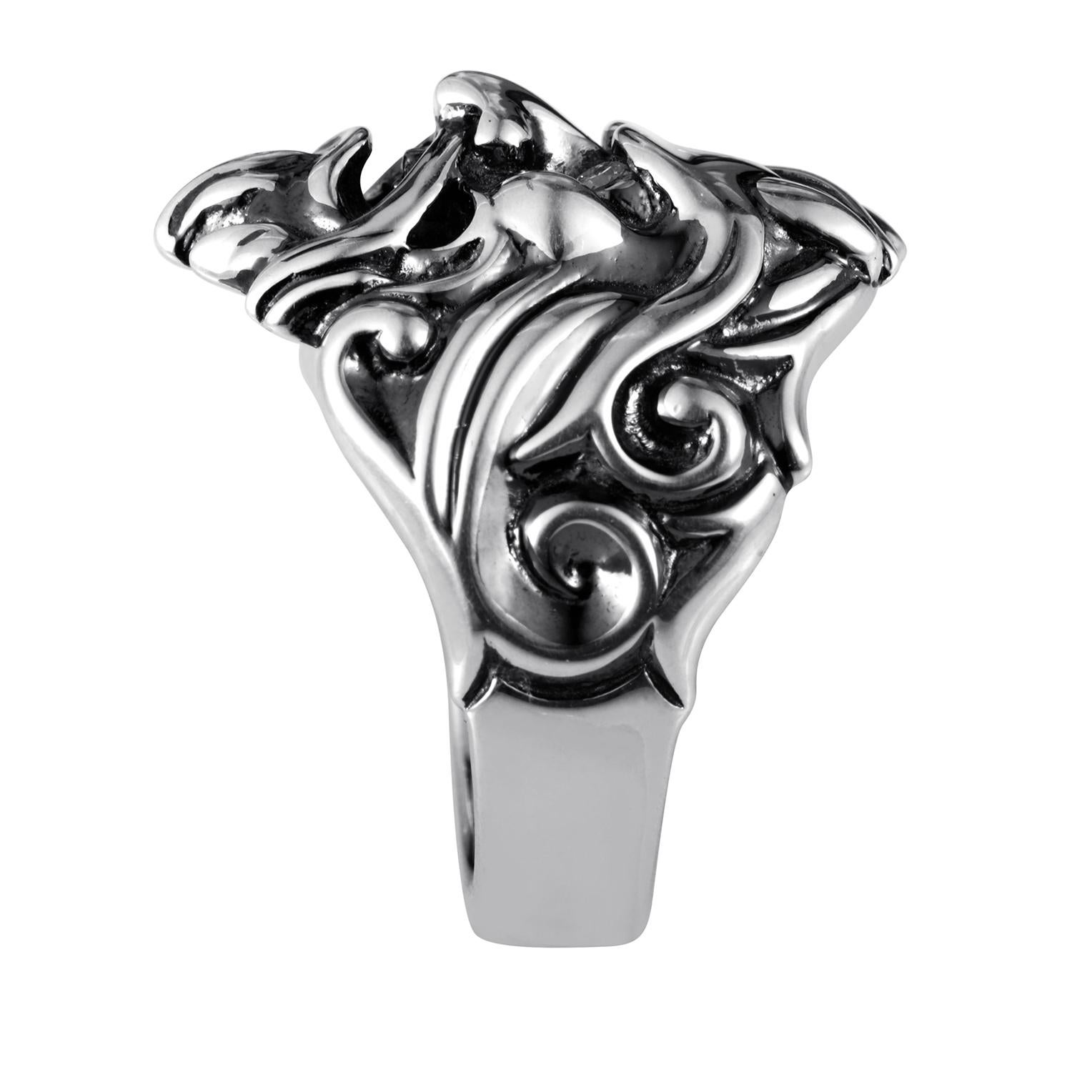 Stephen Webster Sterling Silver and Diamond Japanese Warrior Mask Ring ...