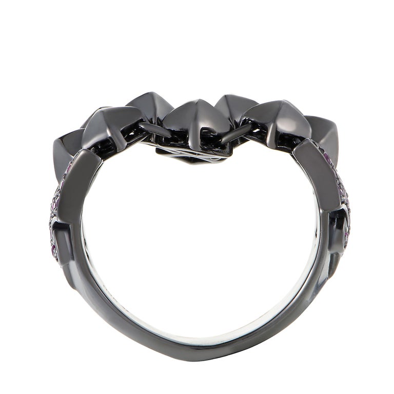 Stephen Webster Superstud Womens Silver and Ruby Pave Band Ring at 1stDibs