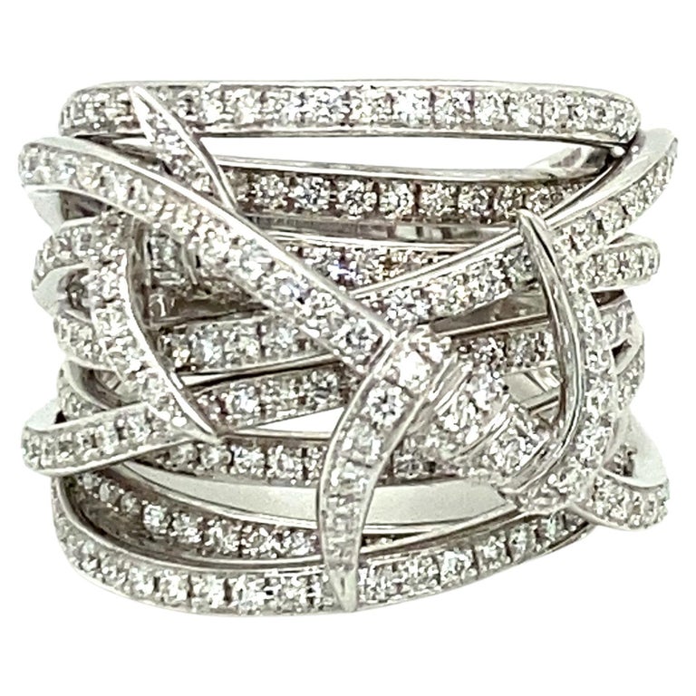 Stephen Webster Thorn Bandeau Ring with Diamonds in 18 Karat White Gold ...