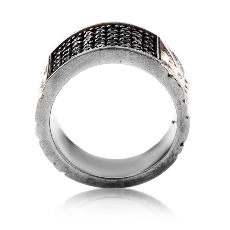 Stephen Webster UK Silver and Rhodium Black Sapphire Union Jack Ring at ...