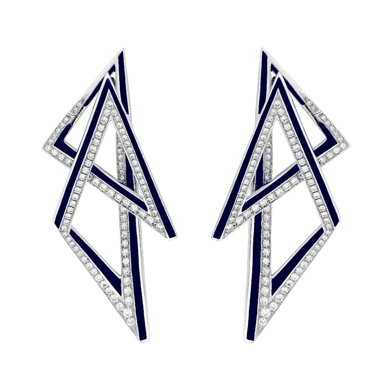 Stephen Webster Vertigo Infinity 18 Karat White Gold and White Diamond Hoops at 1stdibs