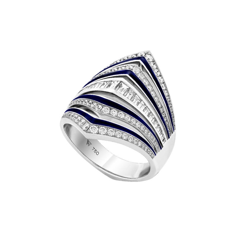 Customizable Stephen Webster Vertigo Gaining Perspective 18 Carat White Gold and Diamond Ring ...