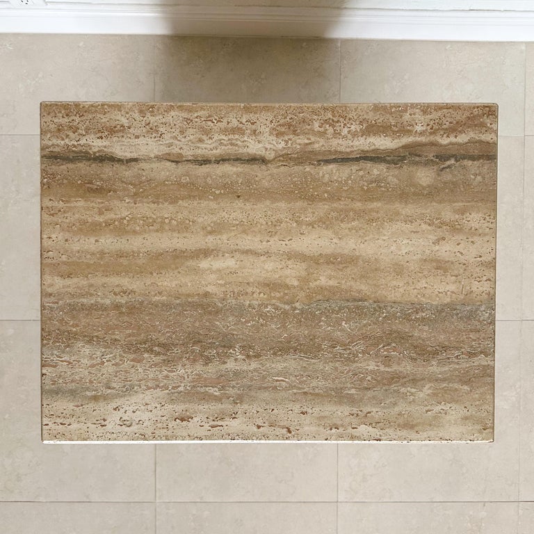 Stepped Vintage Honed Italian Travertine Marble Pedestal Table Base For ...