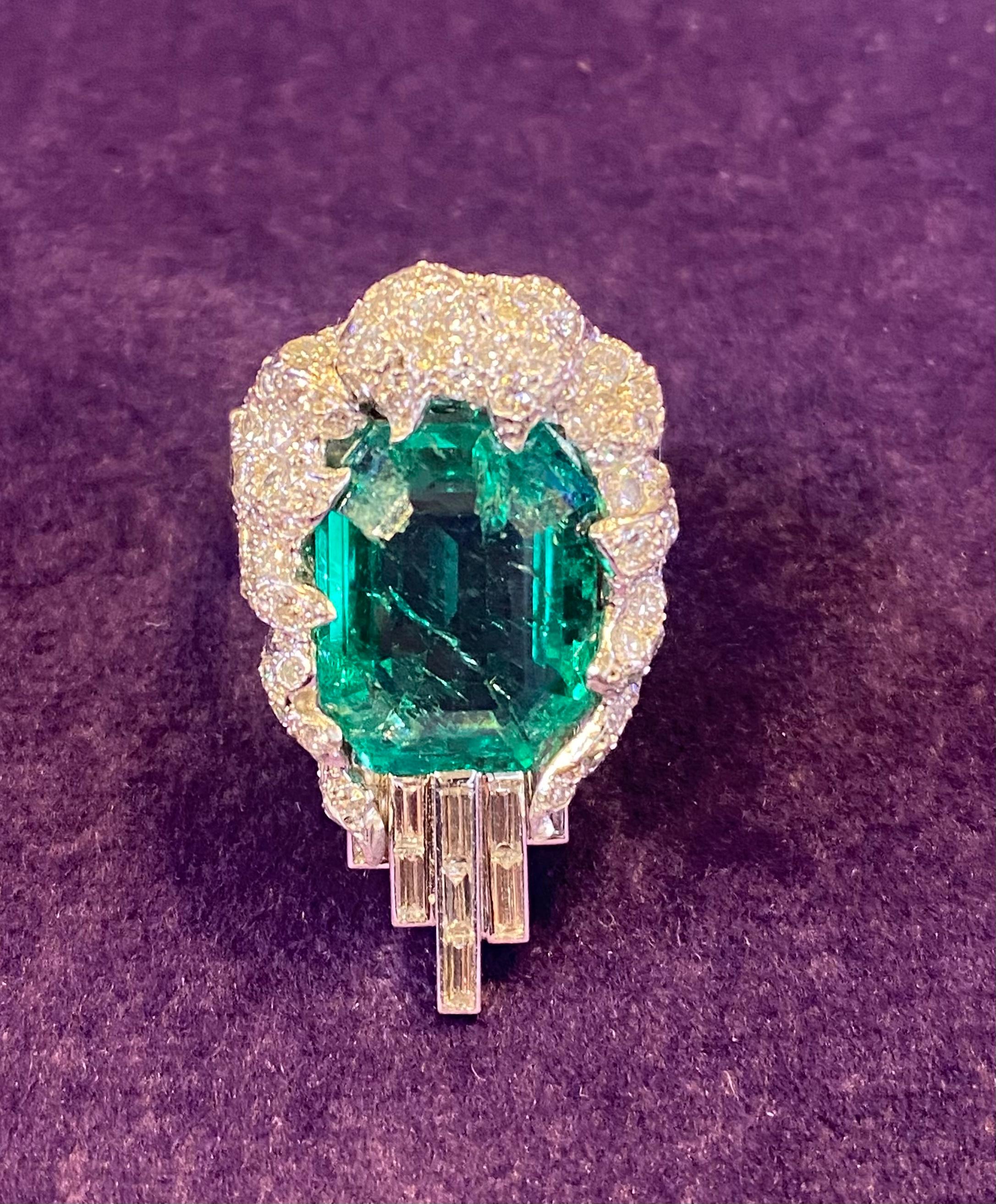 Sterle Natural No Oil Colombian Emerald and Diamond Ring For Sale at ...