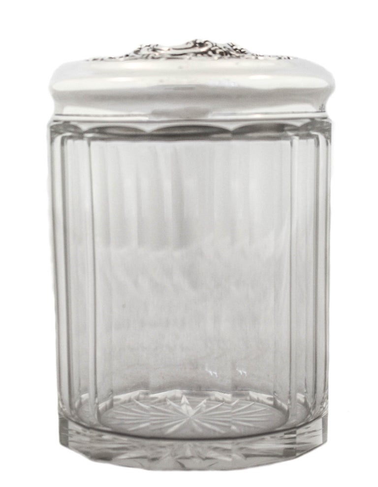 Sterling and Crystal Vanity Jar For Sale at 1stDibs