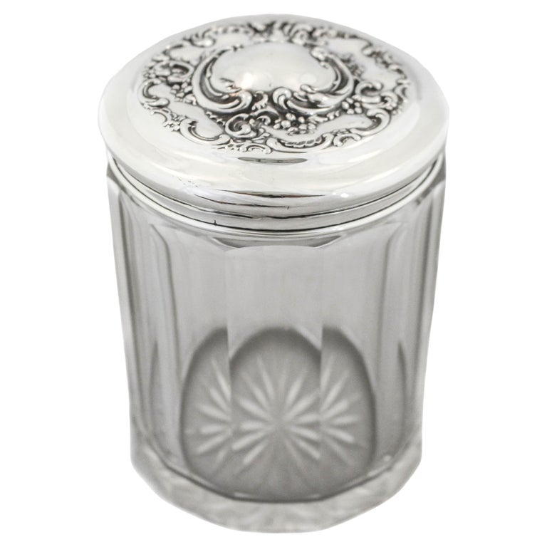 Sterling and Crystal Vanity Jar For Sale at 1stDibs
