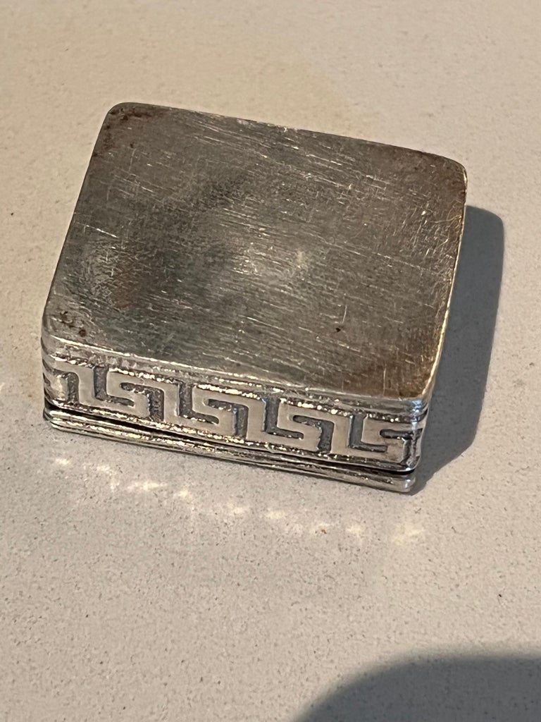 Sterling and Enamel Snuff or Pill Box with Greek Key Detailing For Sale ...