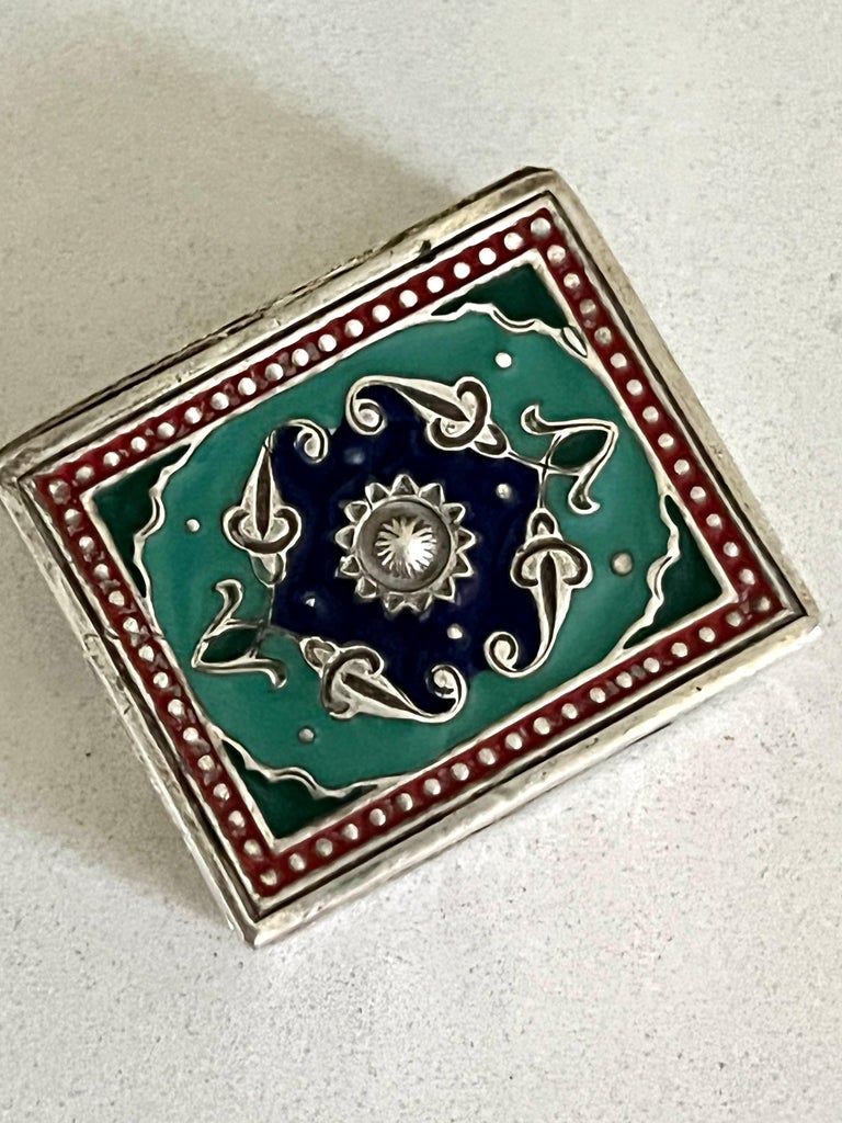 Sterling and Enamel Snuff or Pill Box with Greek Key Detailing For Sale ...