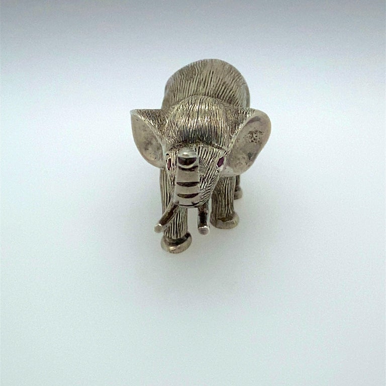Sterling and Ruby Miniature Elephant For Sale at 1stDibs