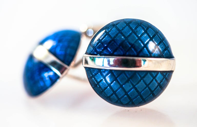 Sterling Blue Cufflinks For Sale at 1stDibs